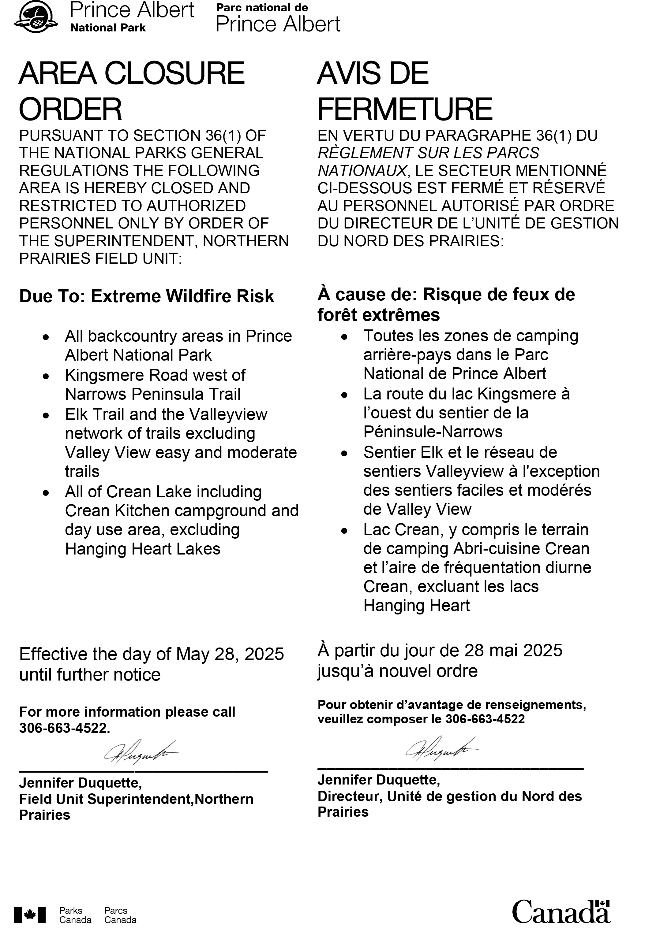 Bulletins - * - Prince Albert National Park