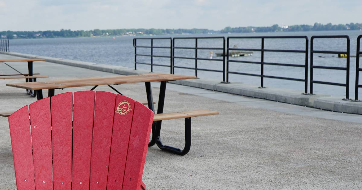 Red chairs - Chambly Canal National Historic Site