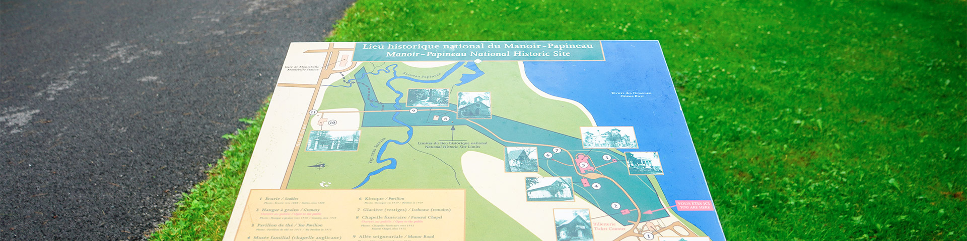 Map of the buildings - Manoir Papineau National Historic Site