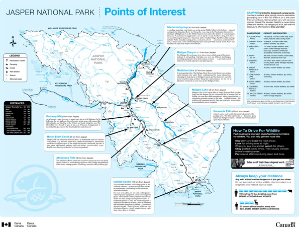 Map of Jasper National Park Points of Interest - Jasper National Park